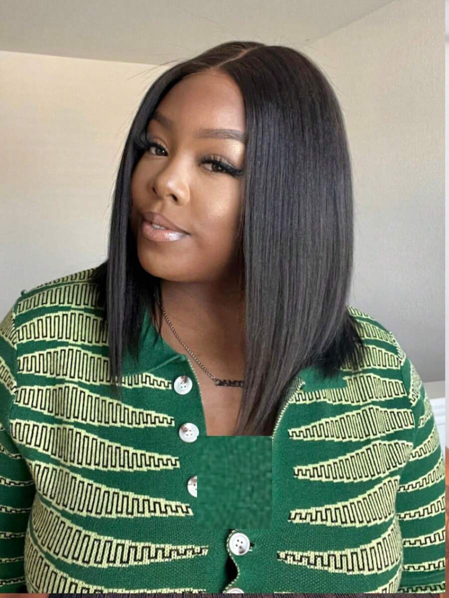 Unice Hair Yaki Straight Bob Wig Bye Bye Knots 7x5 Lace Front Wig 100% ...