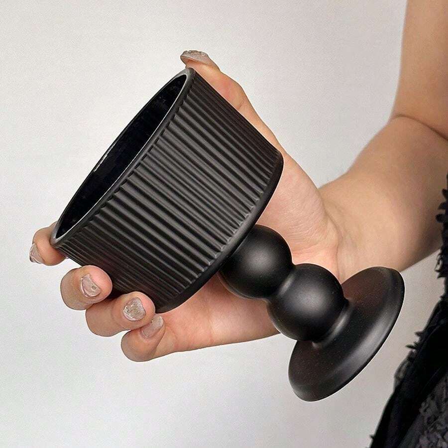 Taça de vinho tinto preto Retro de vidro fosco, Taça de bebida de alta ...