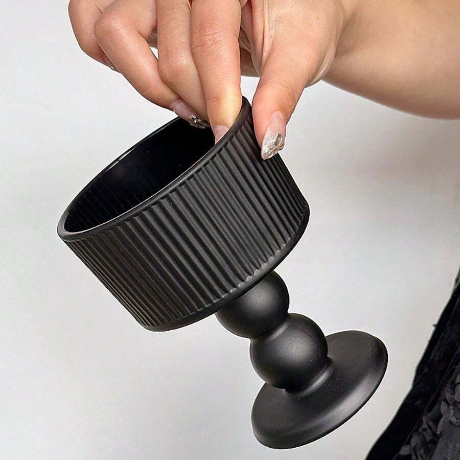 Taça de vinho tinto preto Retro de vidro fosco, Taça de bebida de alta ...