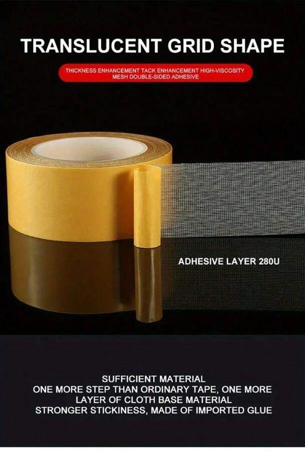 1pc Double Sided Mesh Tape Heavy Duty, Super Sticky Clear Tape Fabric ...