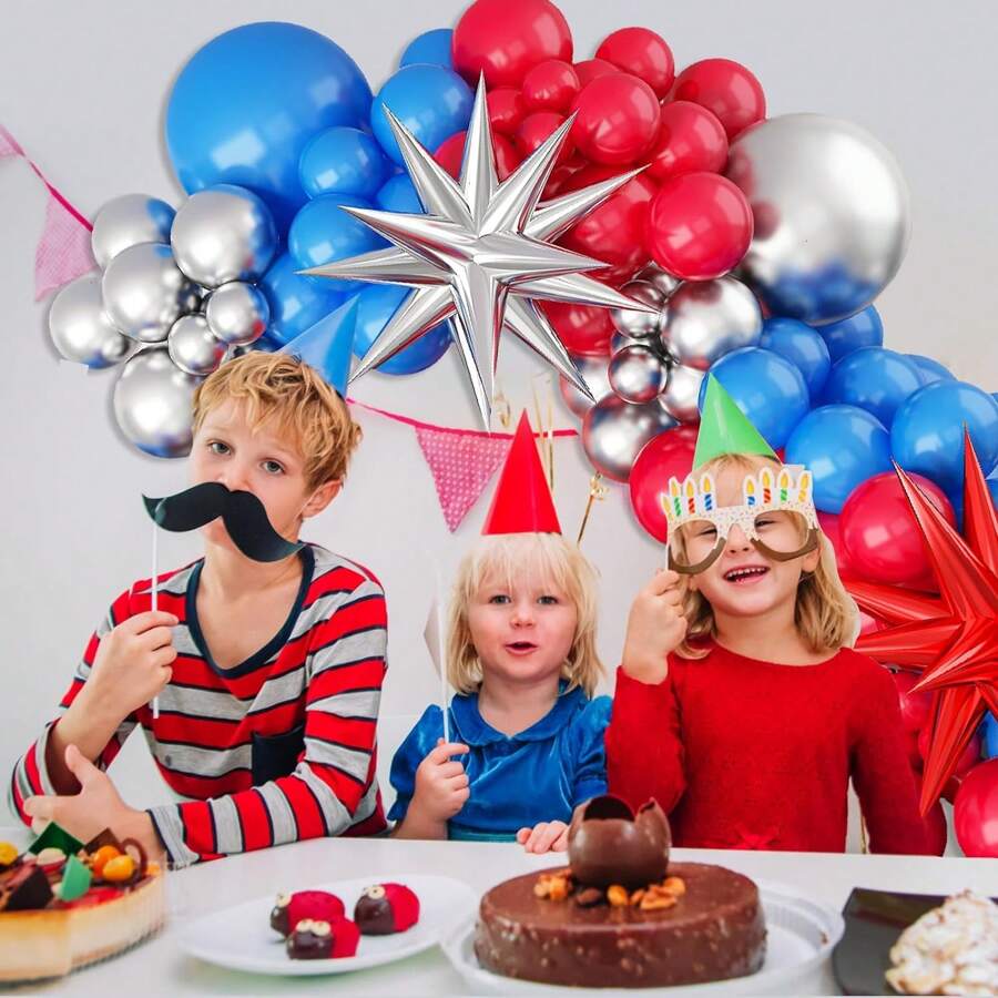 1Set Red And Blue Balloon Arch Kit, Independence Day Graduation Red ...