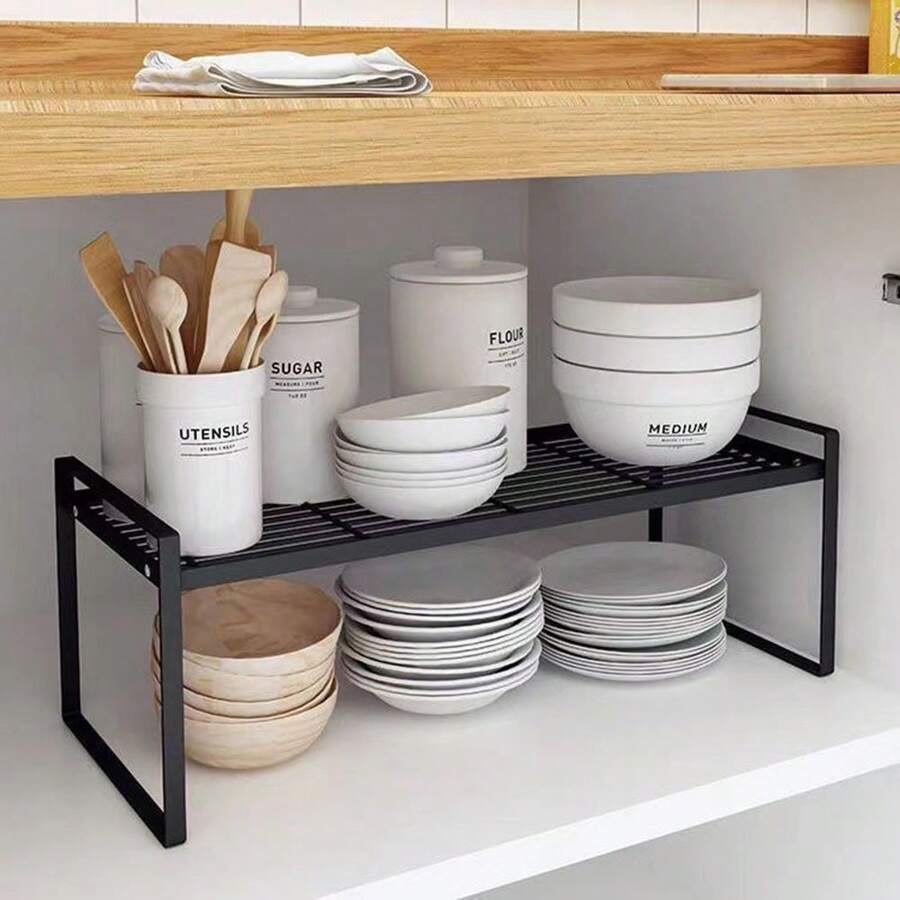 Japanese-Style Kitchen Cabinet Tiered Rack, Iron Plate Dish Rack, Multi ...