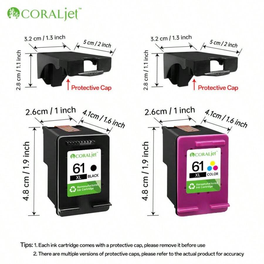 Coraljet 61XL Ink For HP 61 Ink Cartridge Combo Pack Replacement For HP ...