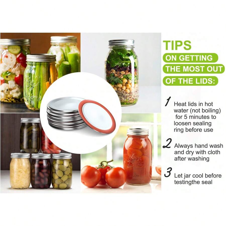 10Pcs Canning Lids With Rings Regular Mouth, Premium Mason Jar Lids ...