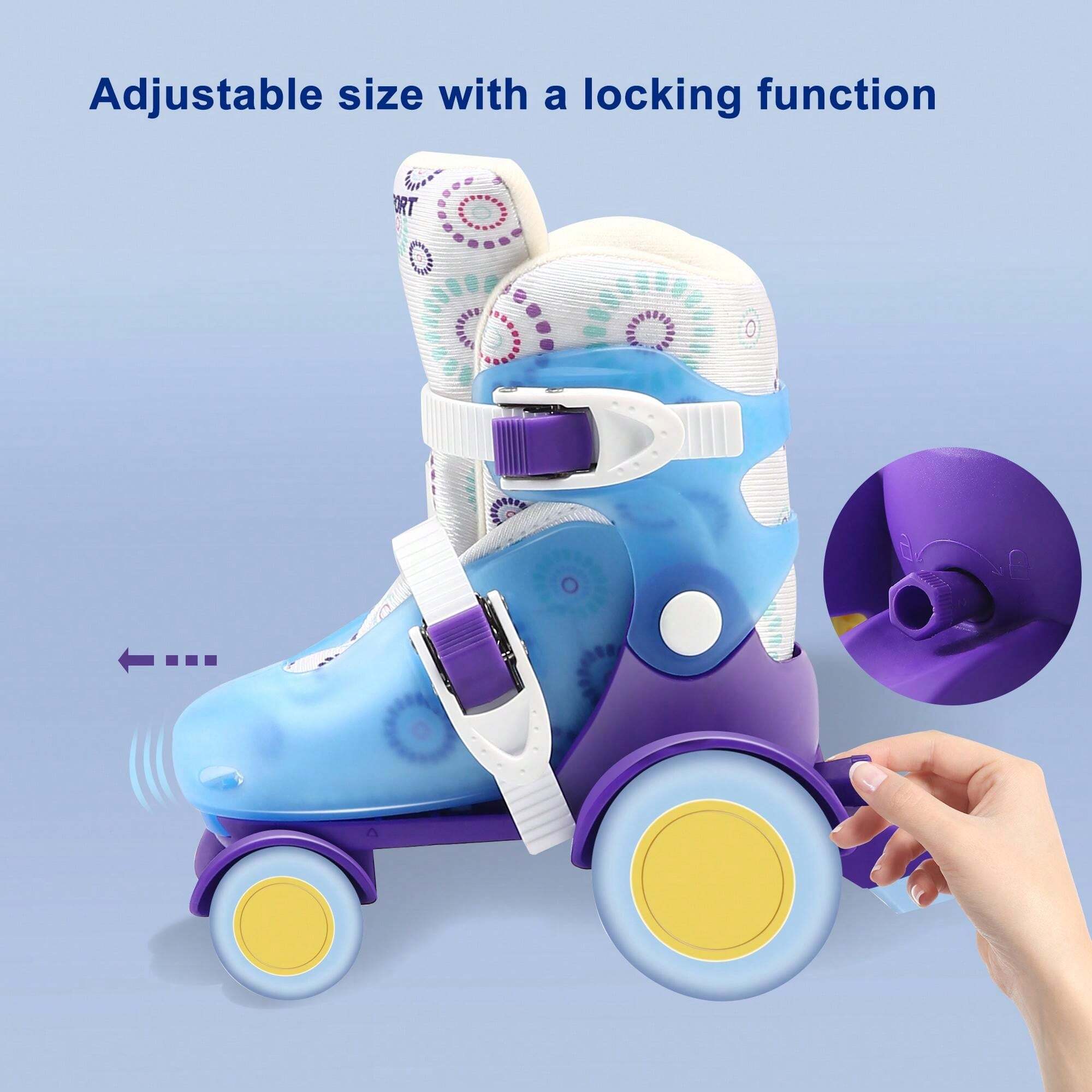 Cute Practice Roller Skates, 4-Wheel Double-Row Stable Safety Roller ...