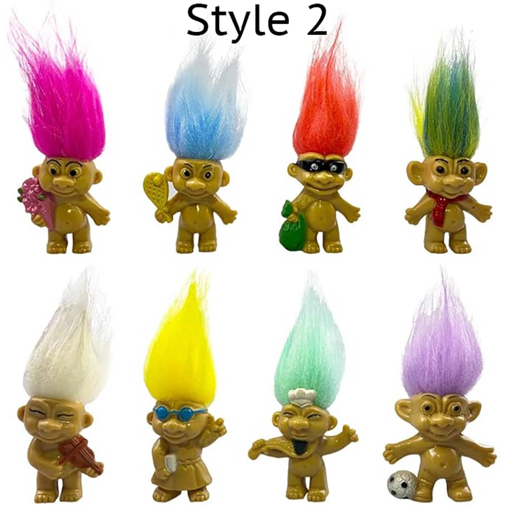 2/5/10 PCS Mini Troll Dolls, PVC Vintage Trolls Lucky Doll Mini Action ...