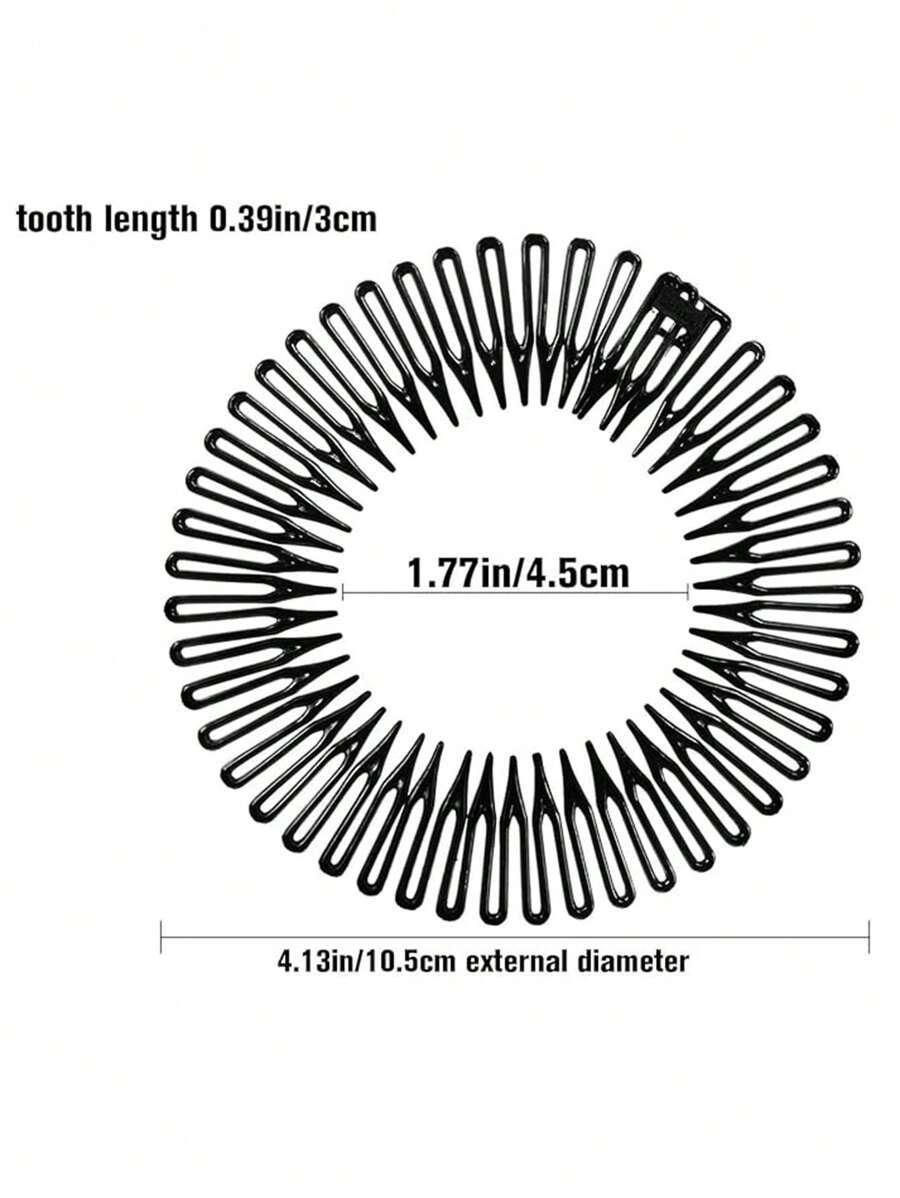 6pcs/Set Full Circular Stretch Comb Headbands Flexible Plastic Circle ...