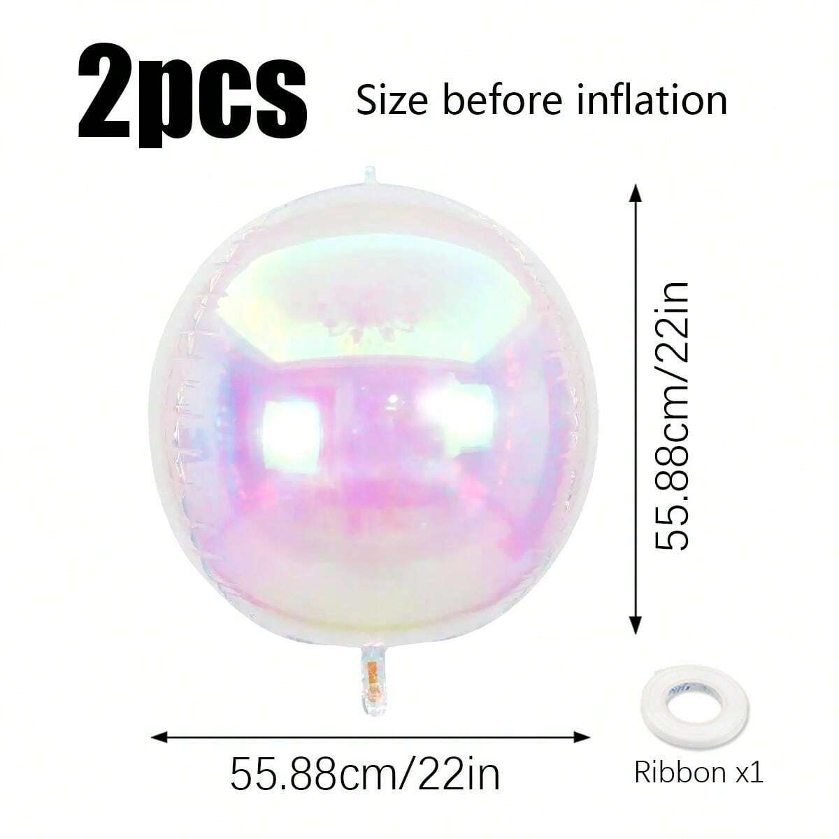 2pcs 22-Inch Rainbow 4D Round Balloons, Including Holographic And ...