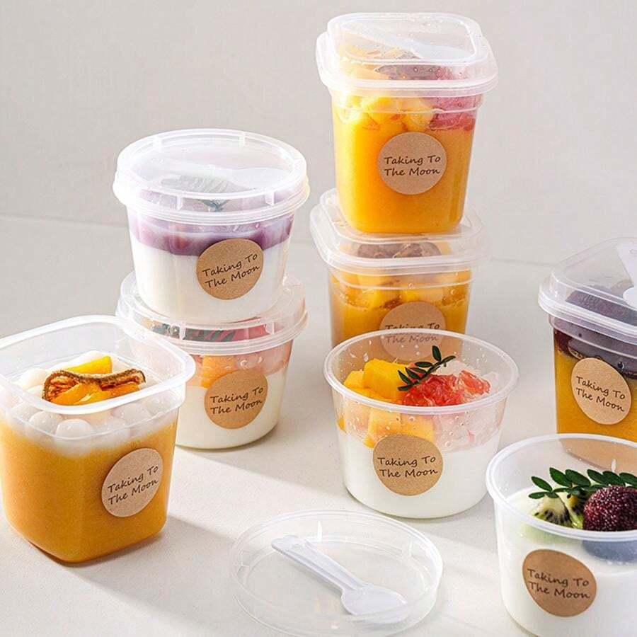 10 Sets Of Plastic Clear Cups, 5 Sets Of Round And 5 Sets Of Square ...