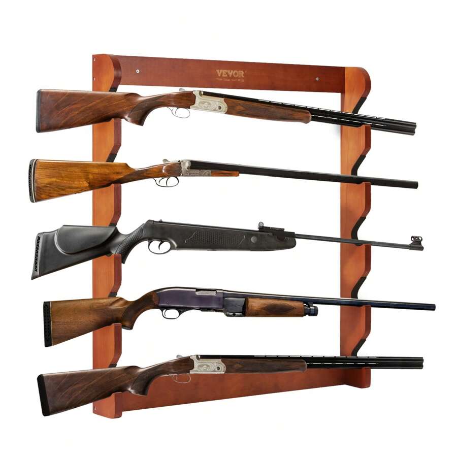 Gun Rack, Wood Gun Rack Wall Mount, Gun Display Rack Holds 5 Rifles ...