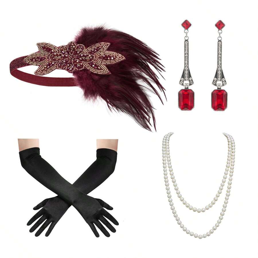 1920s Great Gatsby Accessories Set For Women, Flapper Headband ...