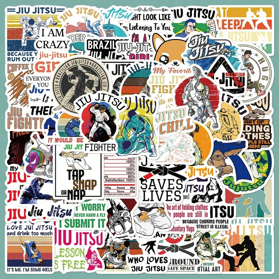 50 Sheets Of Jiu Jitsu Jujutsu English Stickers, Waterproof Vinyl ...