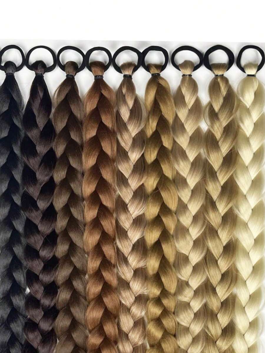 Synthetic Long Twist Braid Ponytail Extensions With Rubber Band 24 Inch ...