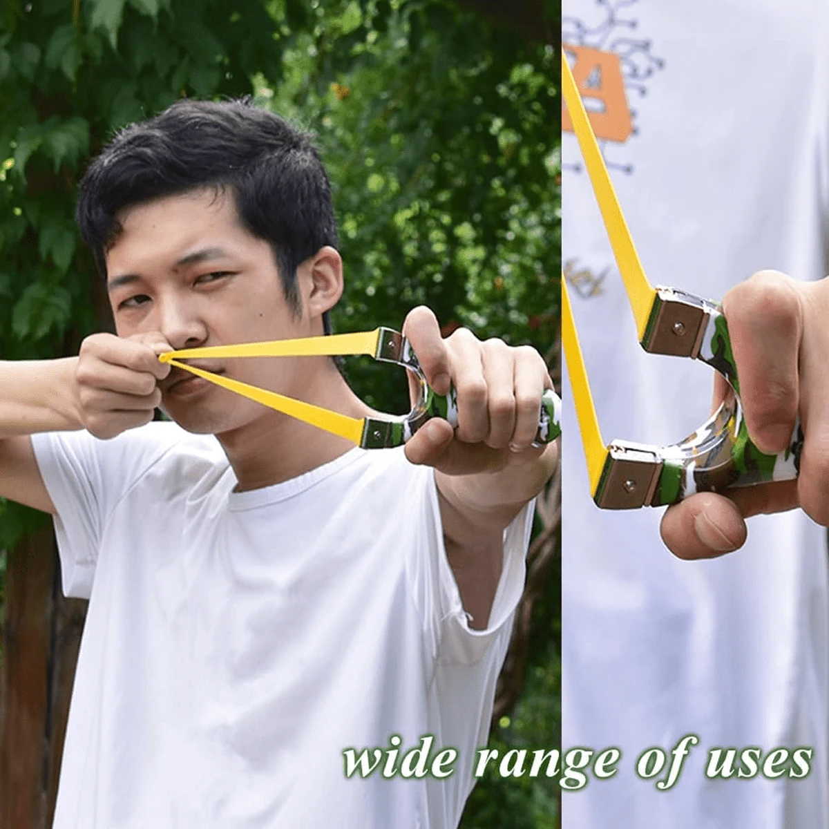 1pc Camouflage Slingshot With Flat Leather Fast Pressure Clips And Hi ...