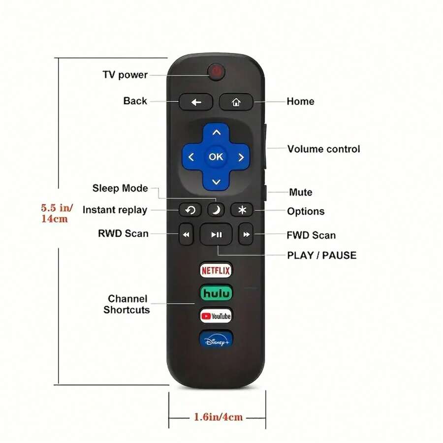 Control remoto de repuesto únicamente para TV Roku, compatible con TCL ...