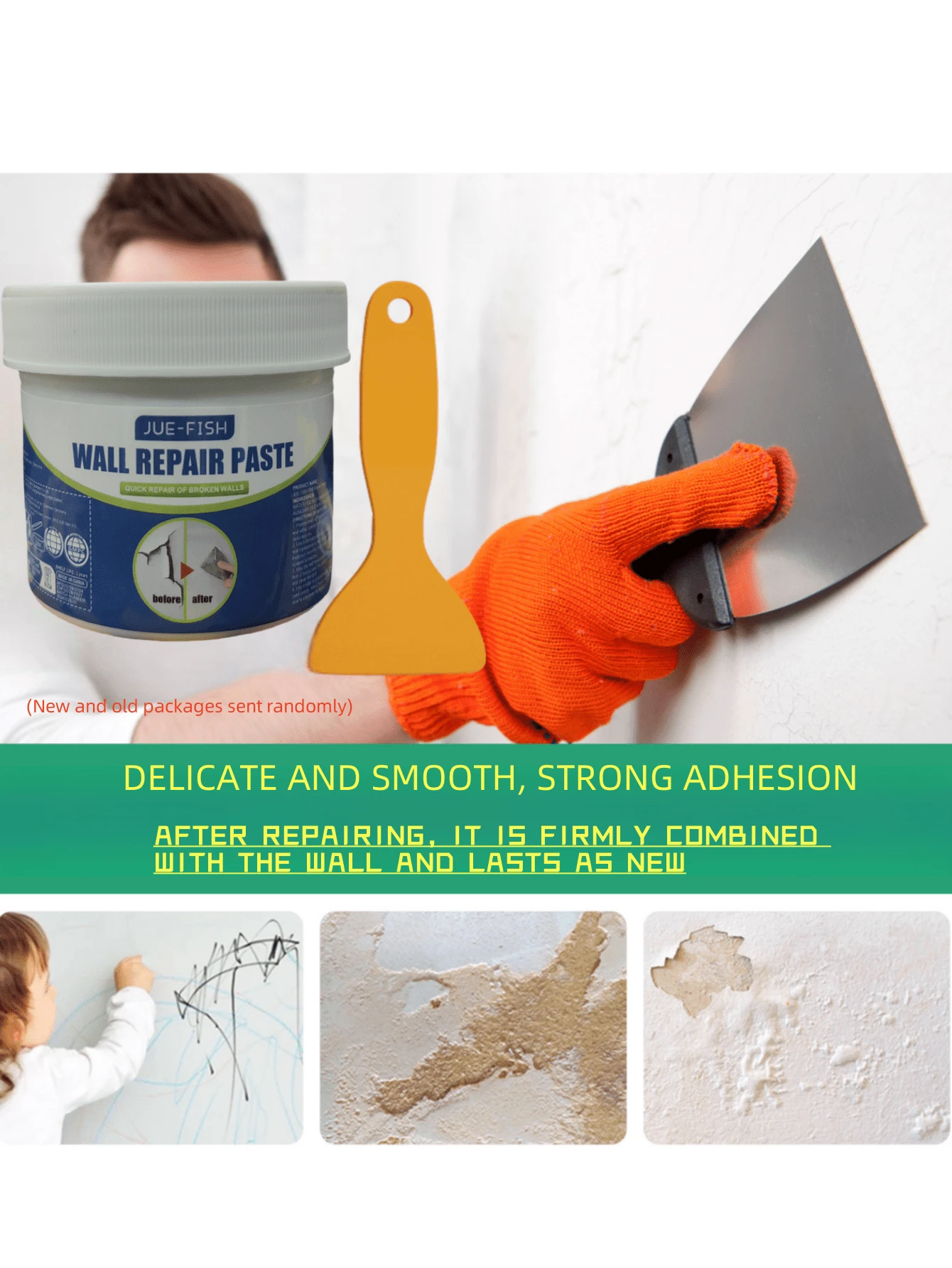 1pc Wall Paint Flake Repair Cream, Anti-Moisture Crack Covering Paste ...