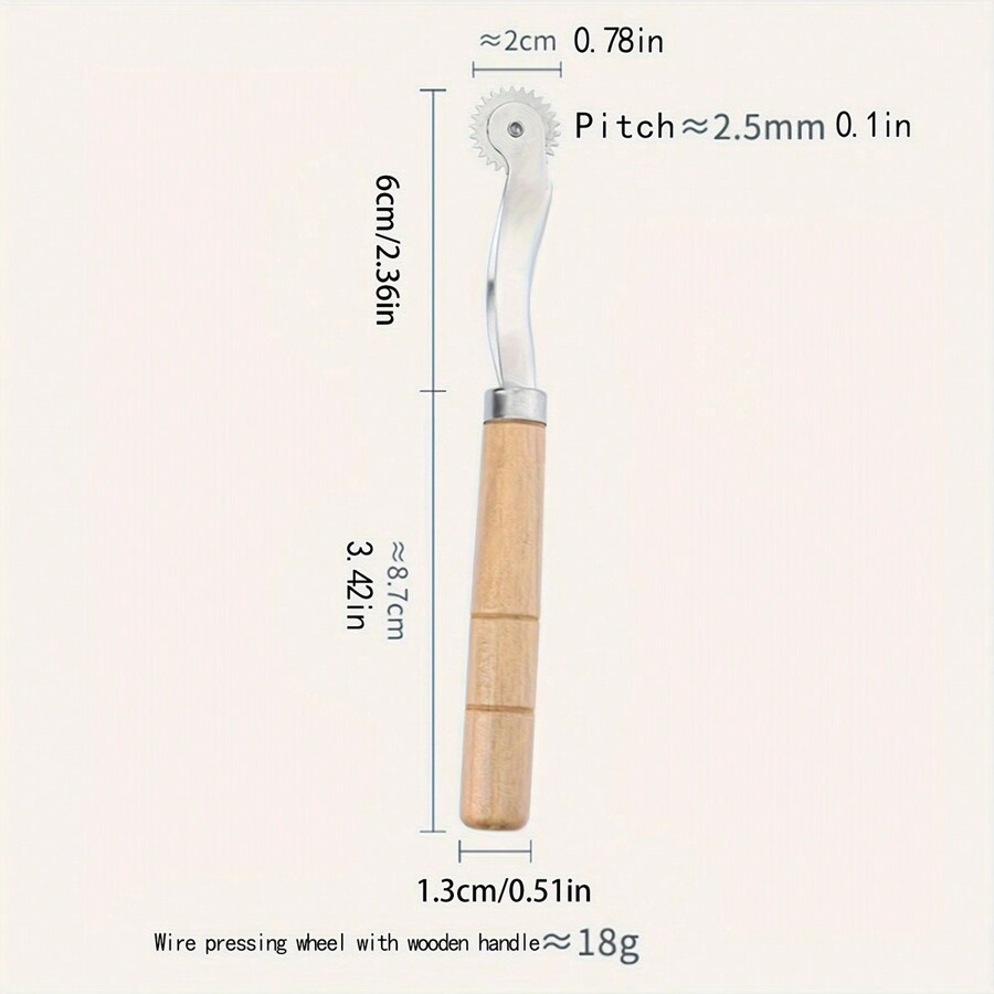 Stainless Steel Serrated Tracing Wheel With Wooden Handle, Dotted Line ...