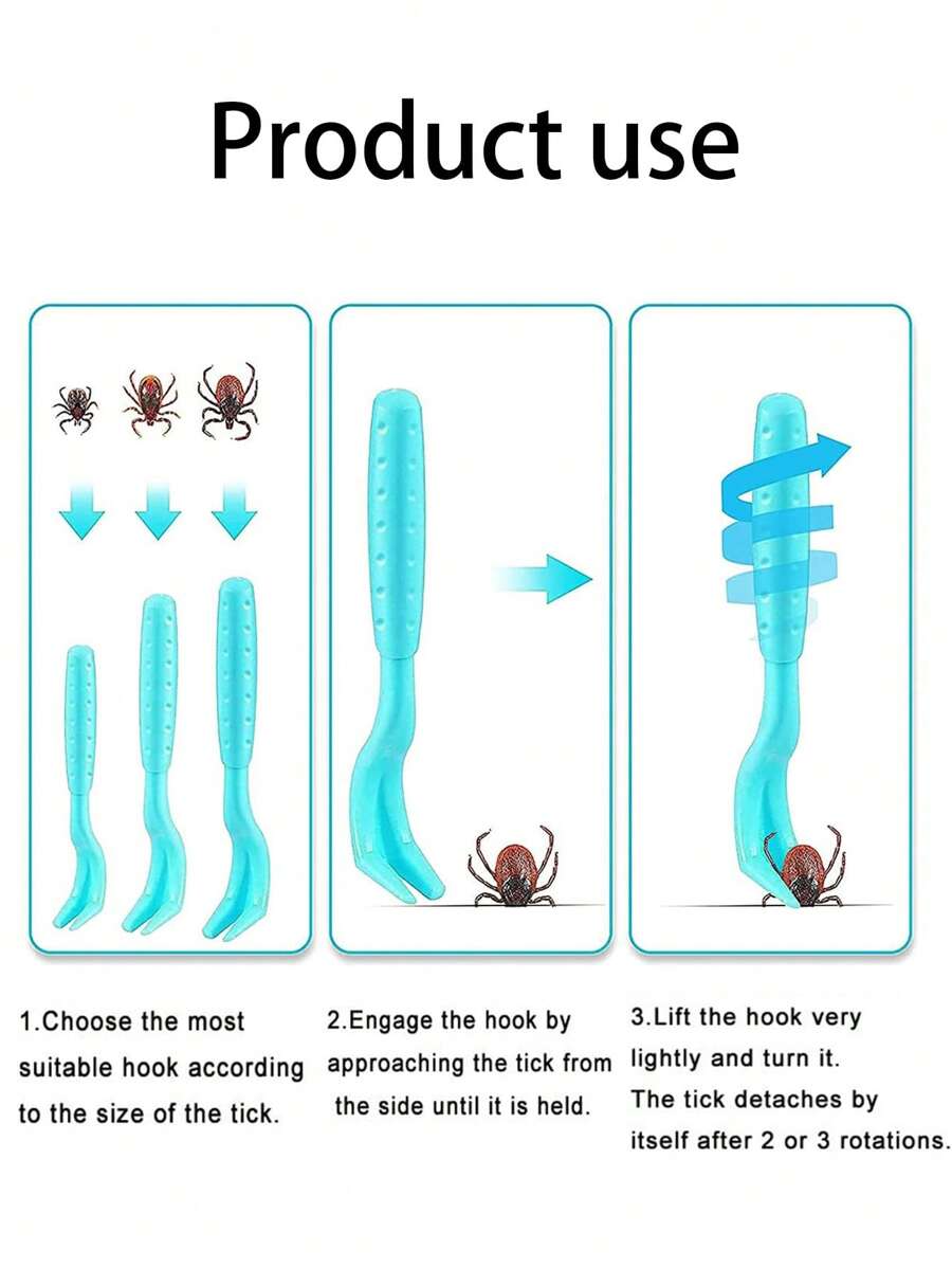 Tick Remover For Pet, 3 Pieces Kit Tick Hook Tick Picker Flea Removal ...