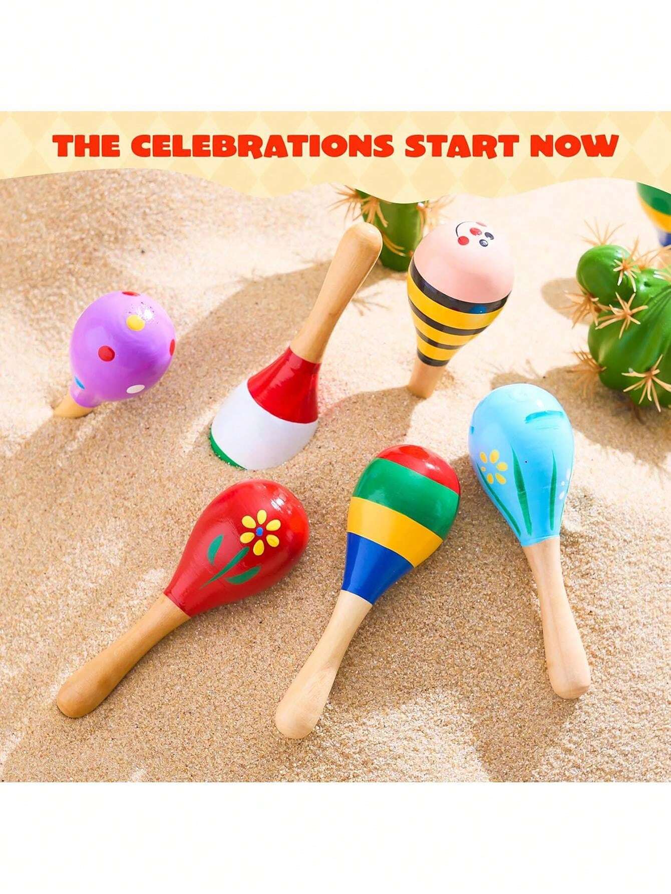 1 PC/2 PCS Cinco De Mayo Mini Wooden Maracas For Kids, Fiesta Party ...
