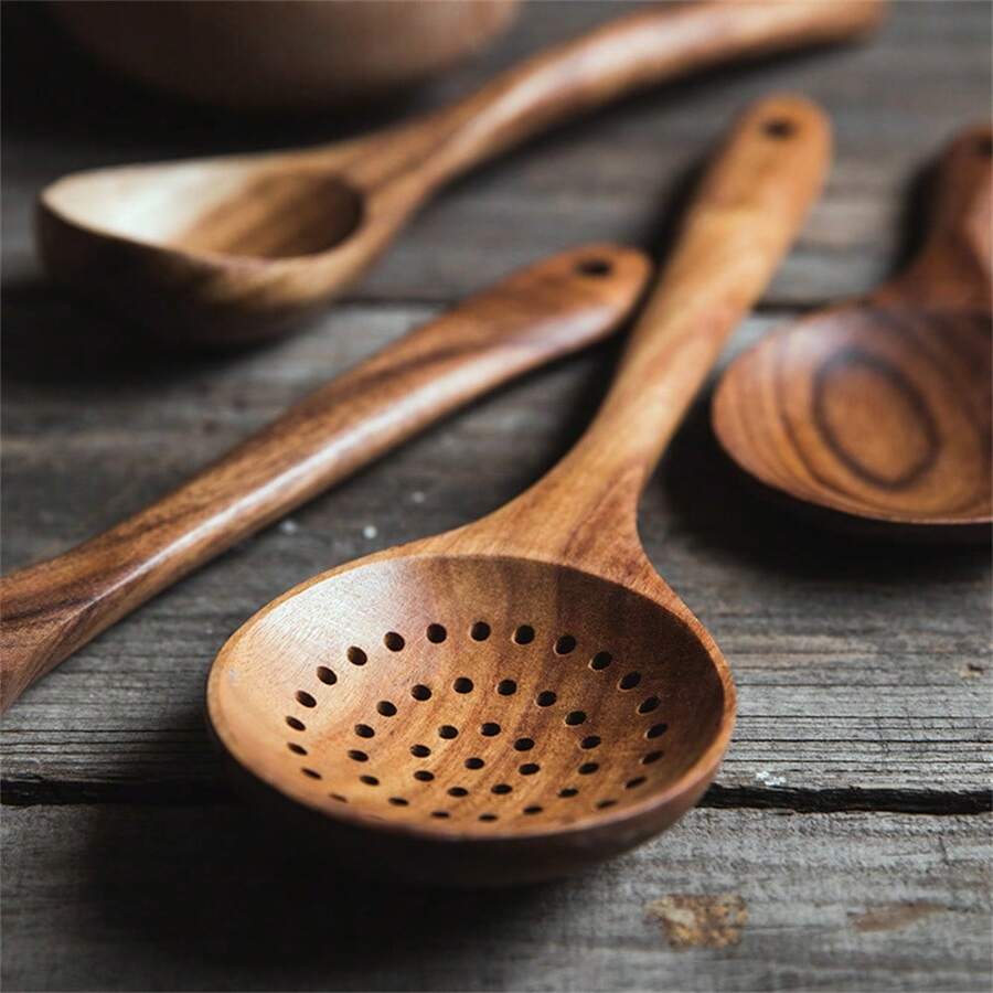 4pcs/5pcs/7pcs/Set Wooden Kitchen Utensils Set, Cooking Non-Stick ...