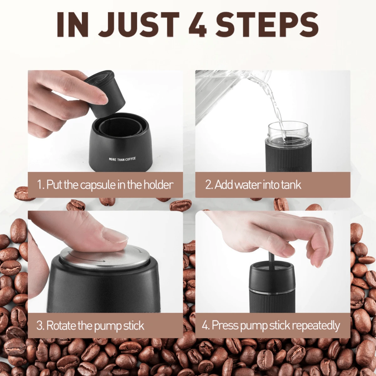 1 PC, Portable Espresso Machine, Travel Coffee Machine, Compatible ...