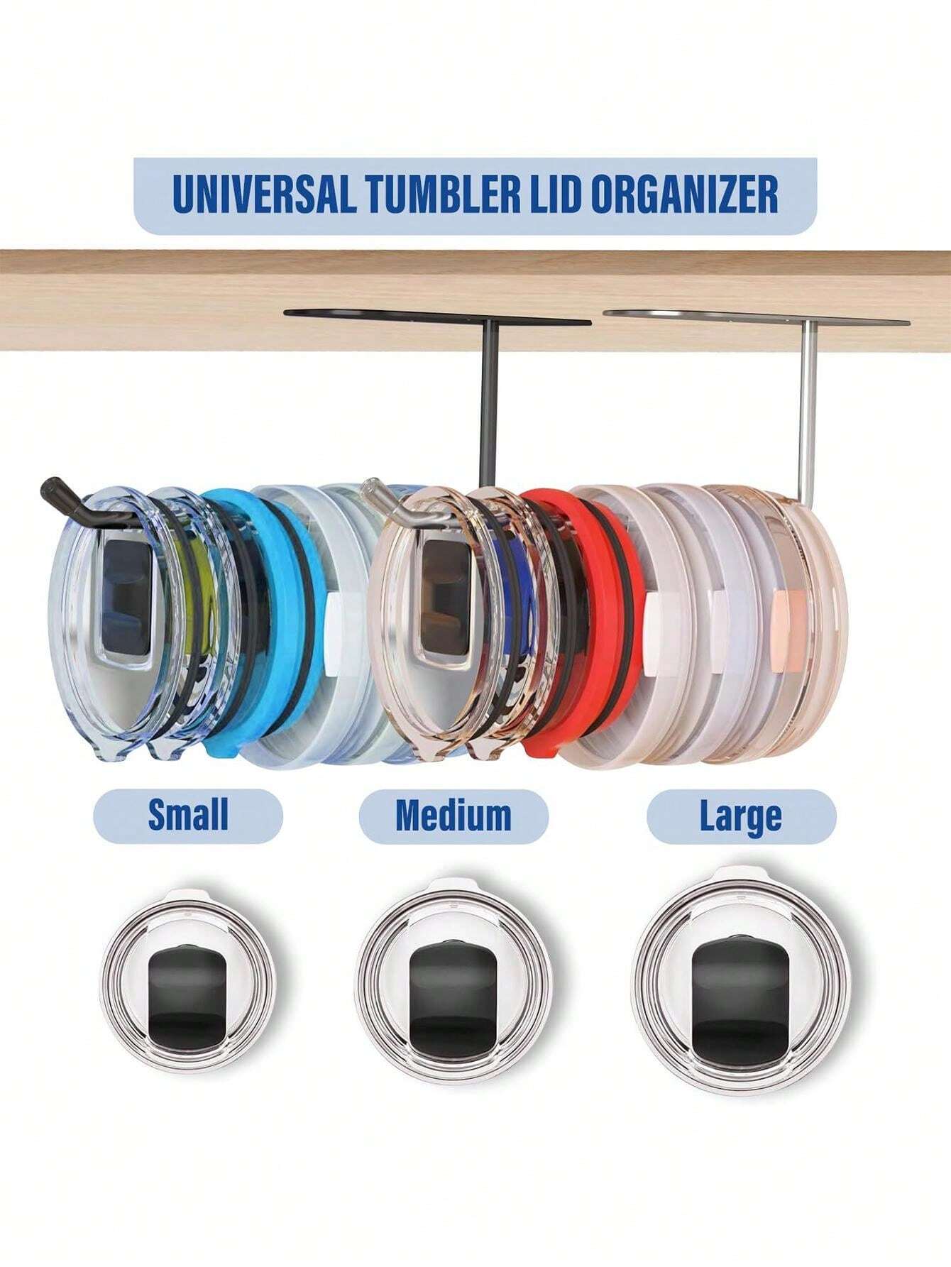 Tumbler Lid Organizer, Under Cabinet Space Saving Cup Lid Organizer For ...