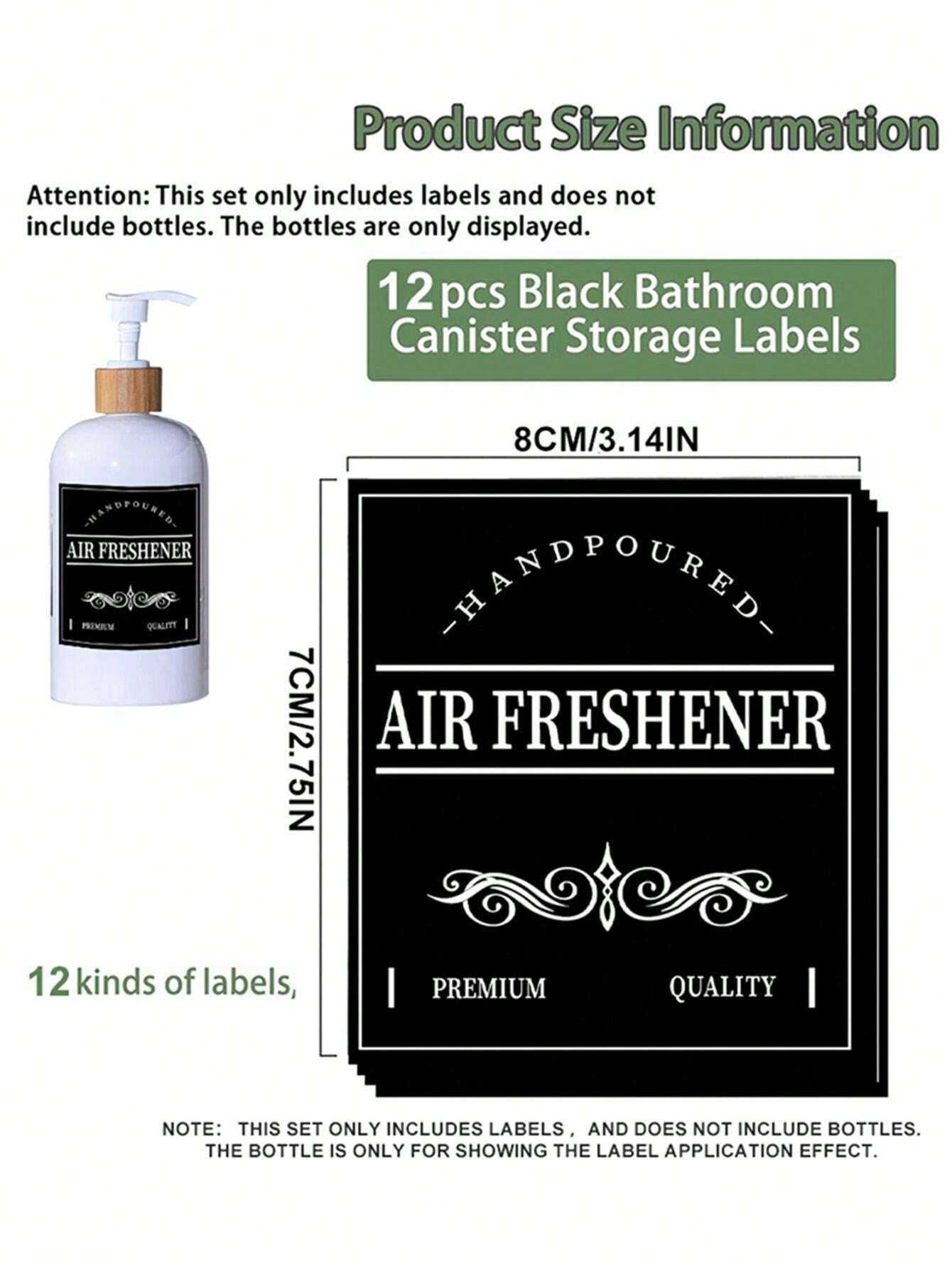 12pcs Waterproof Dispenser Bottle Labels Emulsion Bottle Bathroom ...