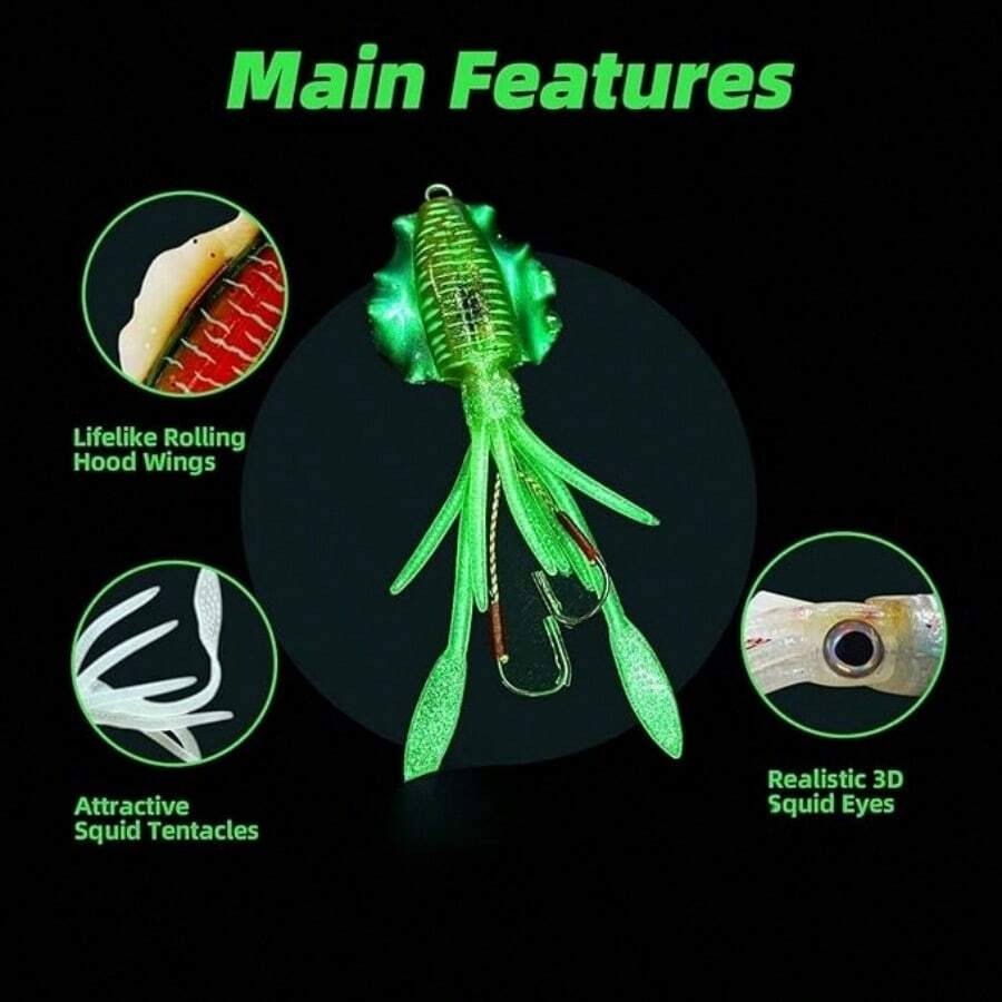 3Pcs Squid Jig Saltwater Ultimate Ultimate Squid Lures Soft Luminous ...