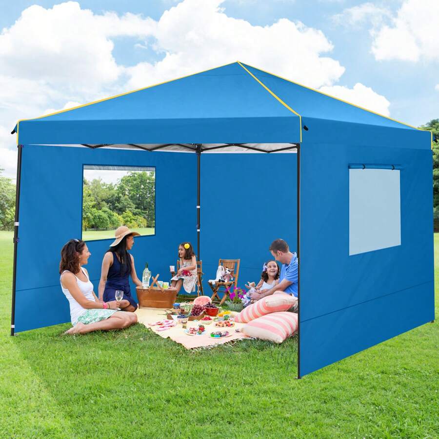 10x10 Pop Up Canopy Gazebo With Mesh Windows 2.0, Easy Up Canopy Tent ...