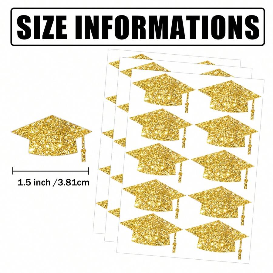Graduation Cap Stickers Class Of 2024 Grad Hat Labels Gold Foil ...