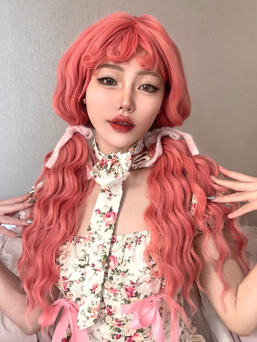 28-INCH Synthetic Heat Resistant Synthetic Fiber Fake Powder Orange ...