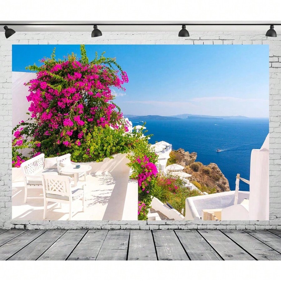 Greek Santorini Island Background Photography Blue Aegean Sea Landscape ...