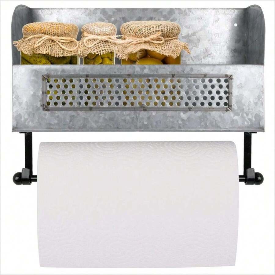 Autumn Alley Galvanized Metal Wall Mounted Kitchen Paper Towwel Holder ...