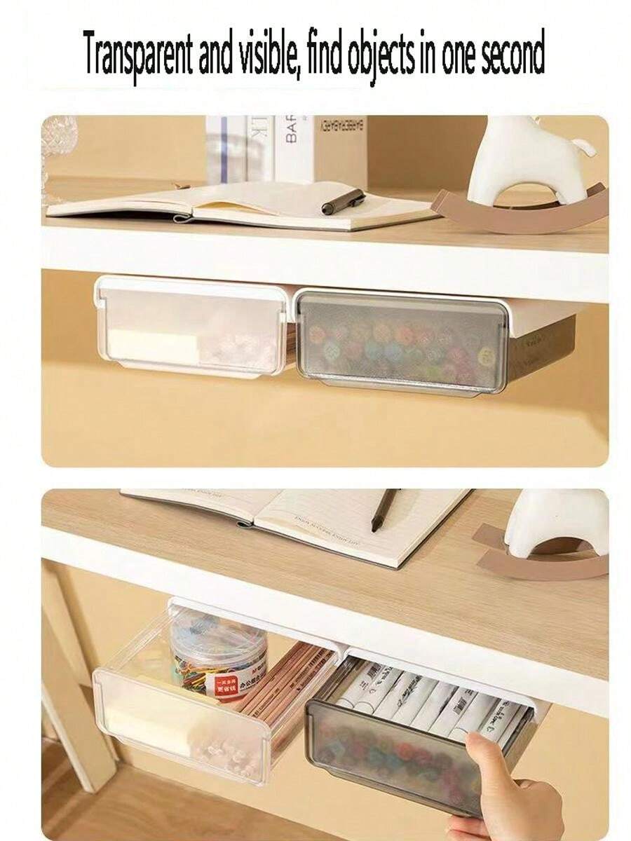1 Pc Under Desk Storage Box, Drawer Storage Box, Hidden Under Desk ...