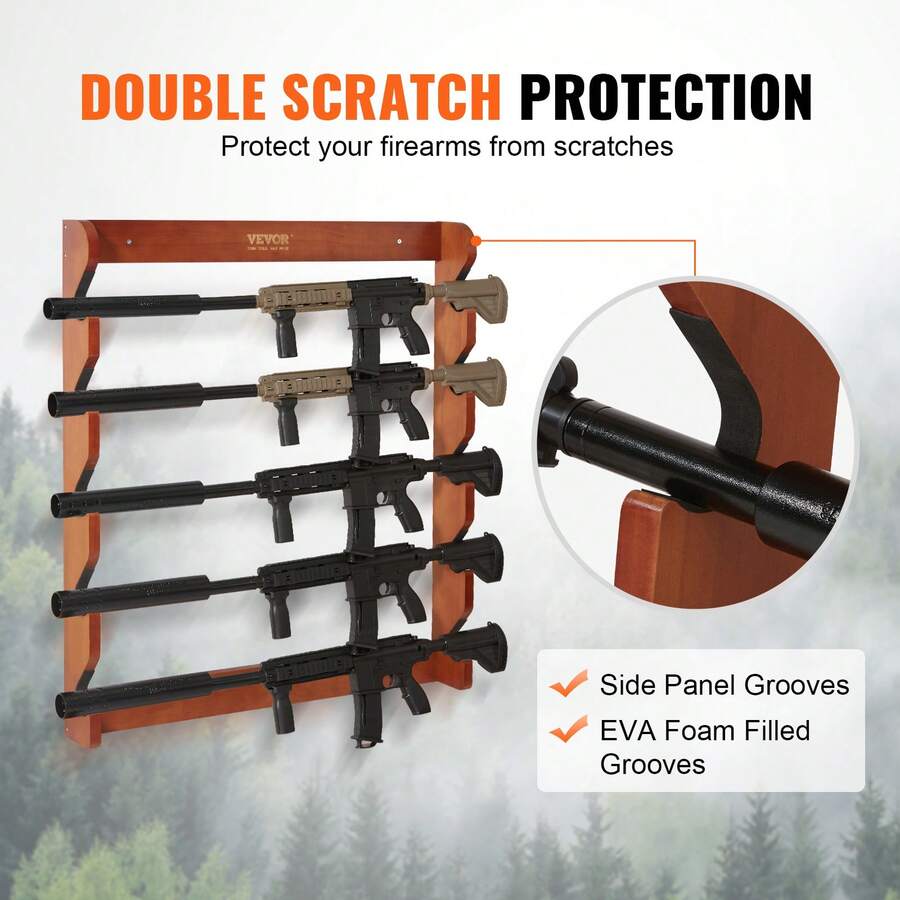 VEVOR Gun Rack, Wood Gun Rack Wall Mount, Gun Display Rack Holds 5 ...