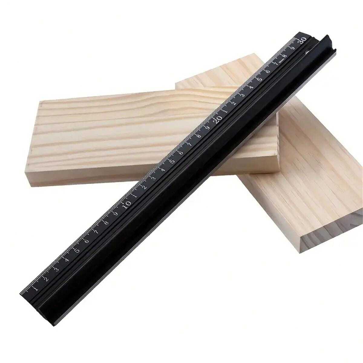 1pc 300mm Aluminum Alloy Straight Ruler Protective Cutting Anti ...