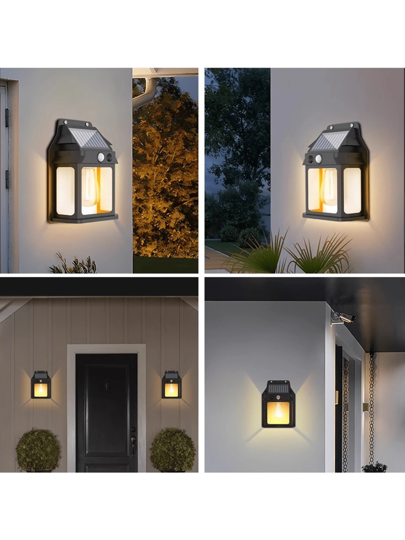 Outdoor Solar Wall Lamp, Wireless Dusk To Dawn Porch Light Fixture ...