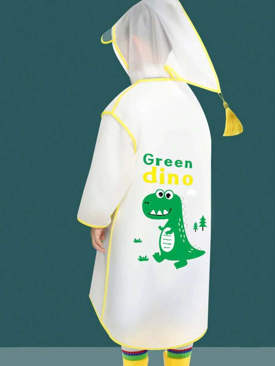 1pc Kids Dinosaur Raincoat, EVA Cartoon Hooded Rain Poncho For Boys And Girls In Kindergarten ...