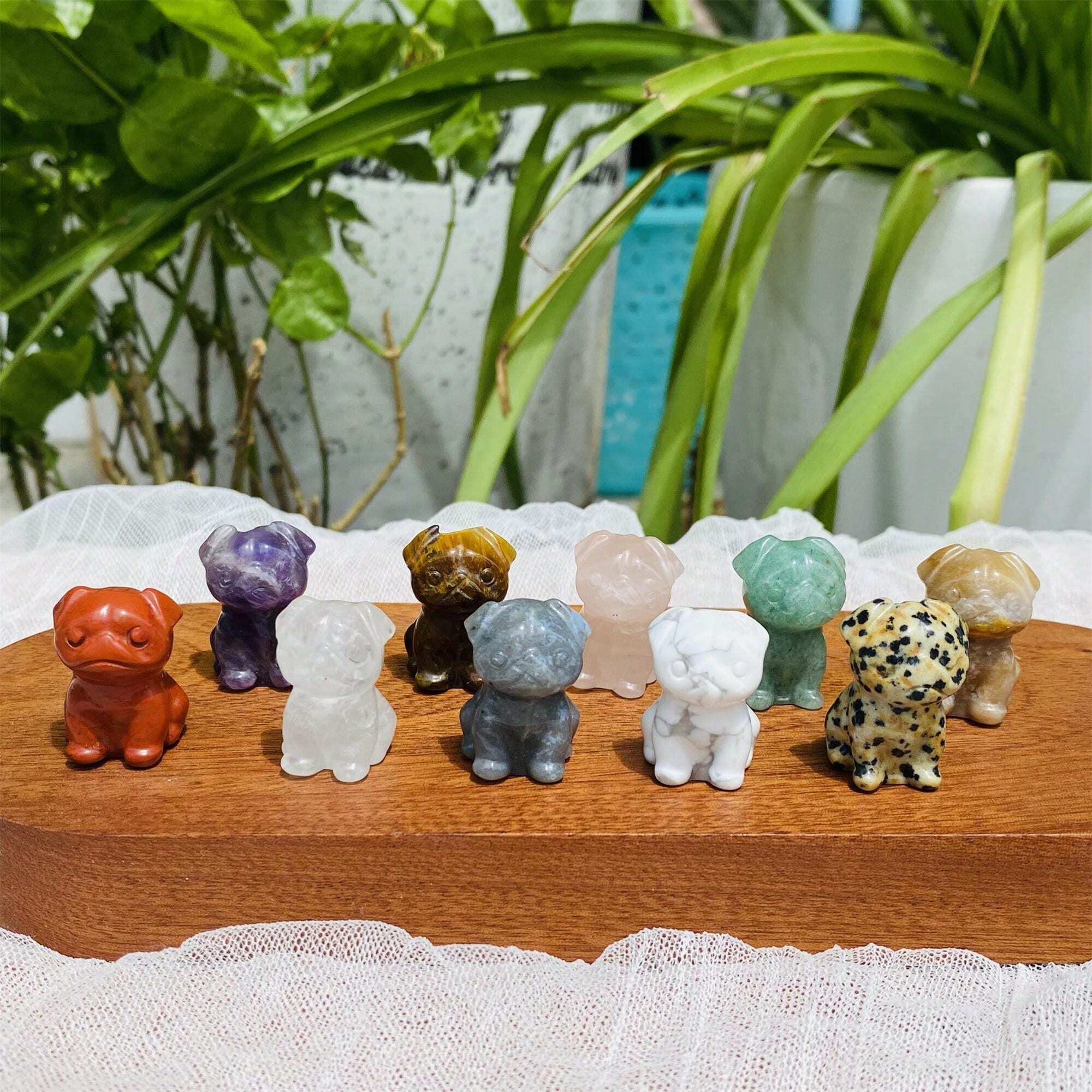 Natural Mixed Material Dog, Mini Dog, Quartz Crystal Habaki, Crystal ...