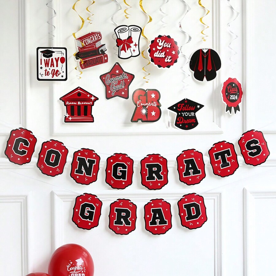 11pcs/Set Class Of 2024 Graduation Party Decorations, Burgundy ...