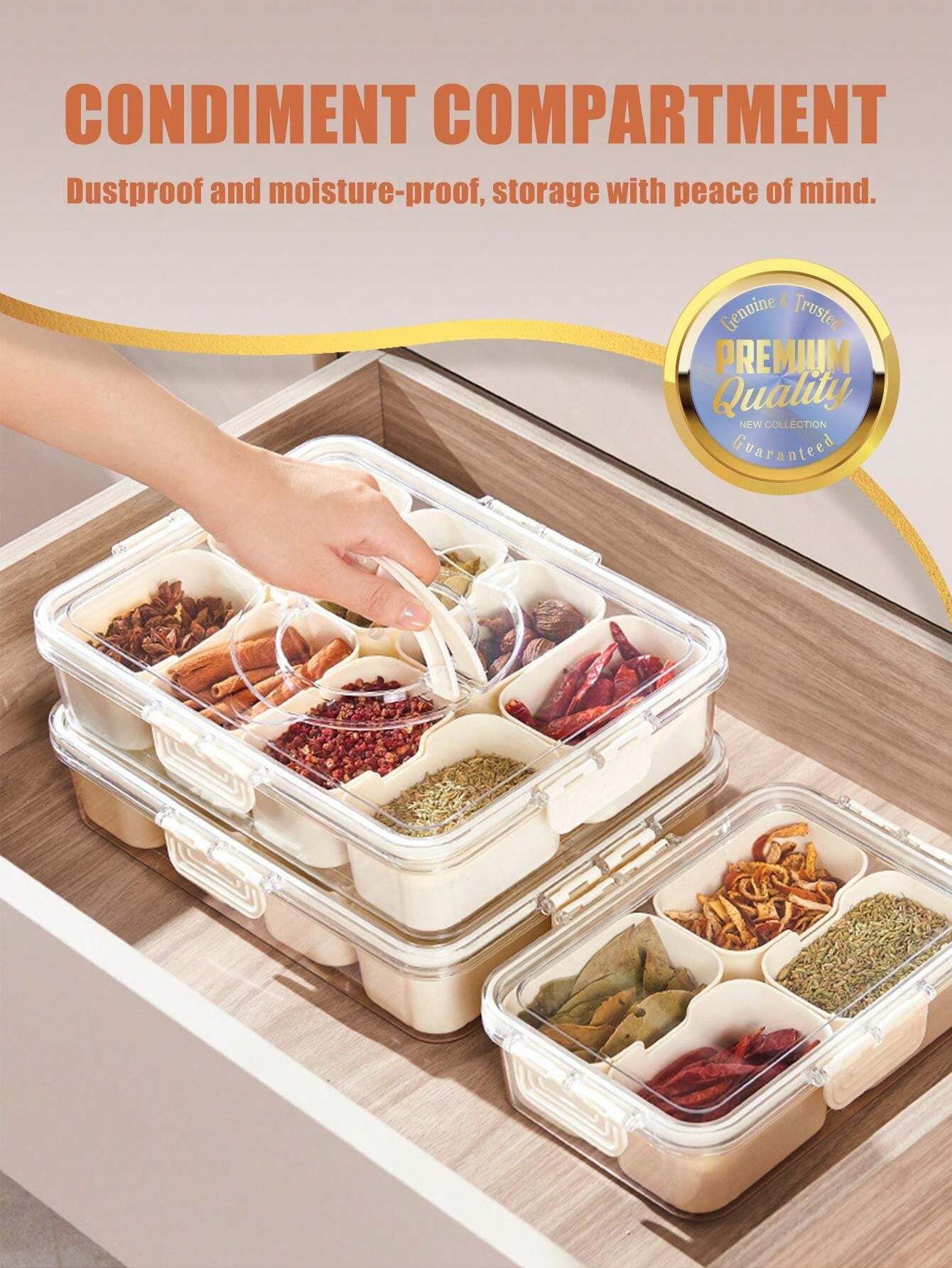 1set Sealable And Odor-Proof Food Storage Container With Handles And 4/ ...