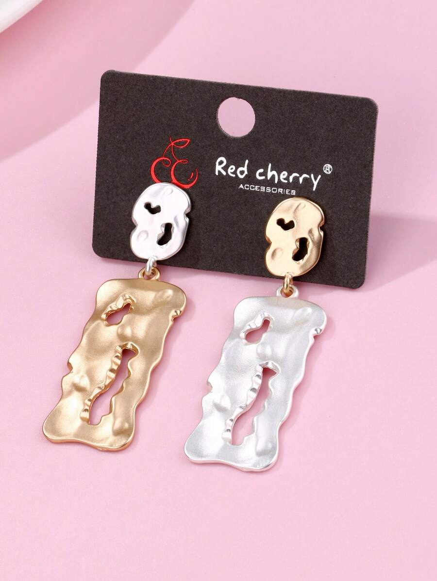 2 piezas de aretes de moda de aleación de zinc con forma irregular y ...