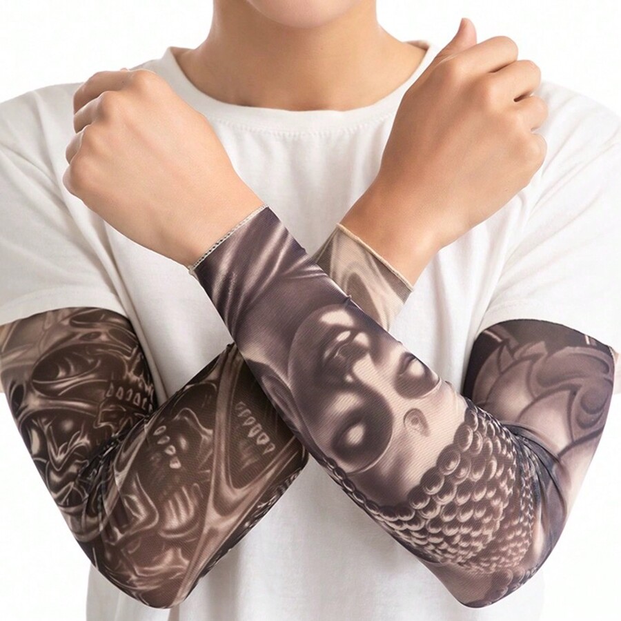 Sun Protective Anti UV 12Pcs Tattoo Sleeves Set Fake Arm Sleeves Cover ...