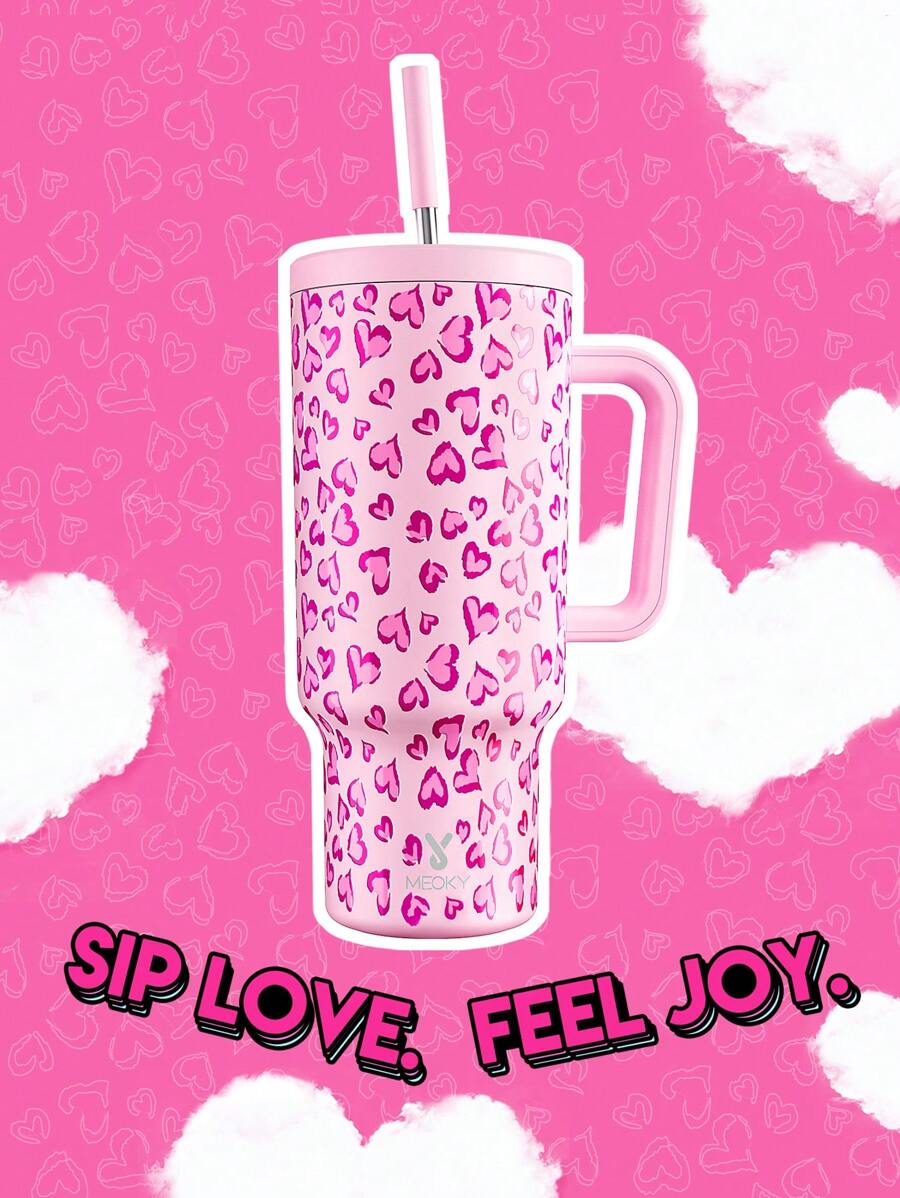 Meoky Tumbler da 40 once con manico e cannuccia, tazza isolata ...