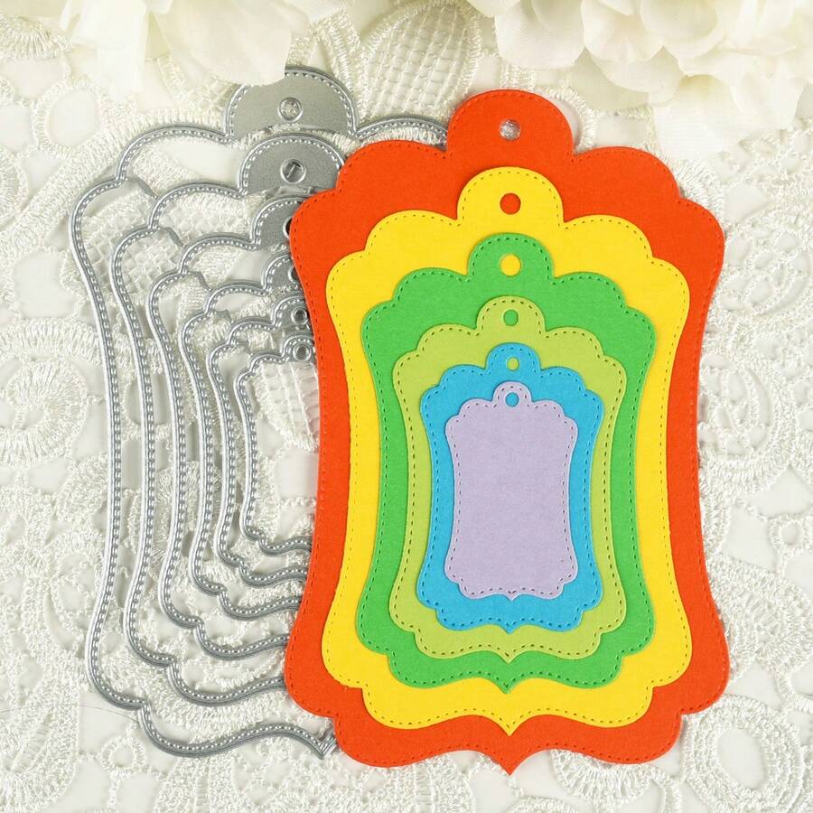 Irregular Lace Pattern Label Hang Tag Template Cutting Dies Carbon ...