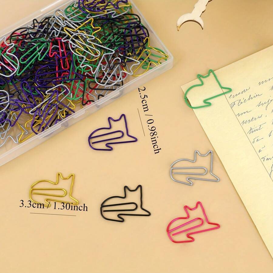 6/20pcs Large Cat Paper Clips Cute Animal Shaped Paperclip 6 Colors ...