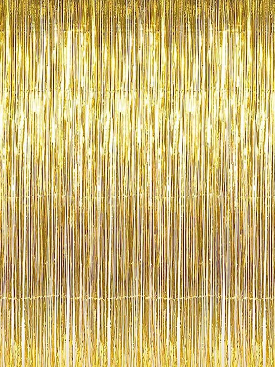 1/2 Pack Gold Foil Fringe Backdrop Curtains, Tinsel Streamers Birthday ...