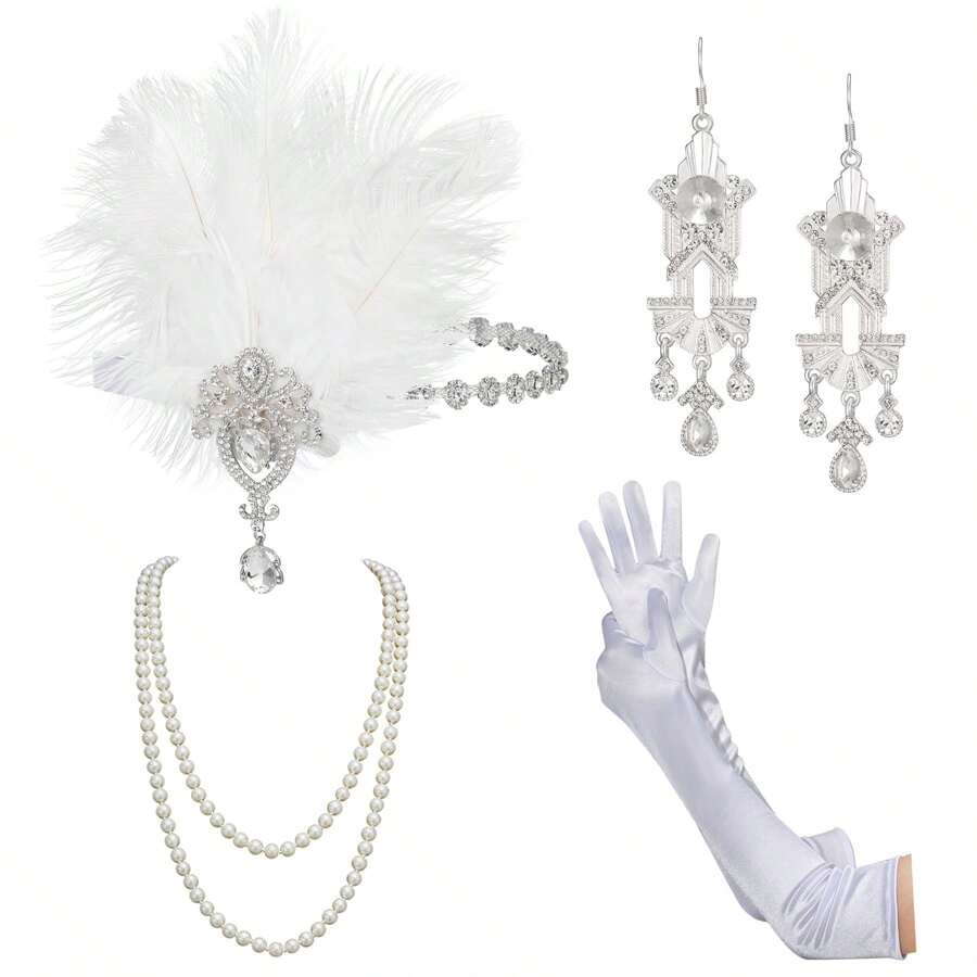 1920s Great Gatsby Accessories Set For Women, Flapper Headband ...