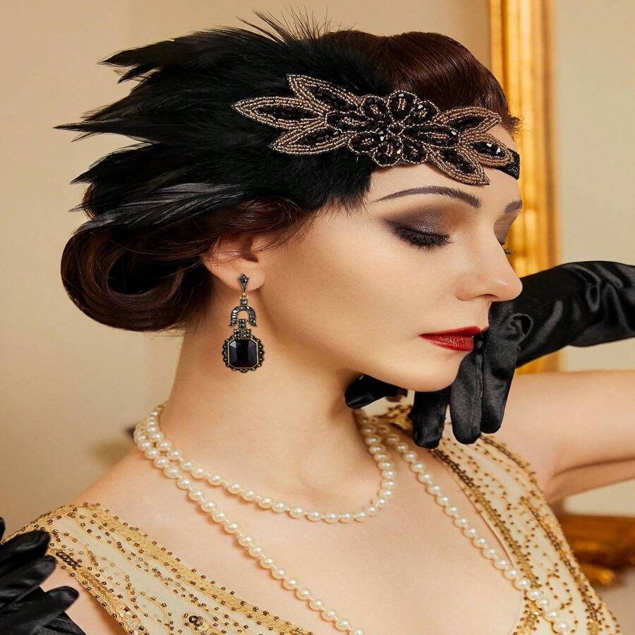 1920s Great Gatsby Accessories Set For Women, Flapper Headband ...