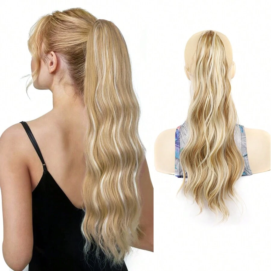 Claw Clip In Ponytail Extension 22Inch Wavy Curly Fake Ponytail Hair ...